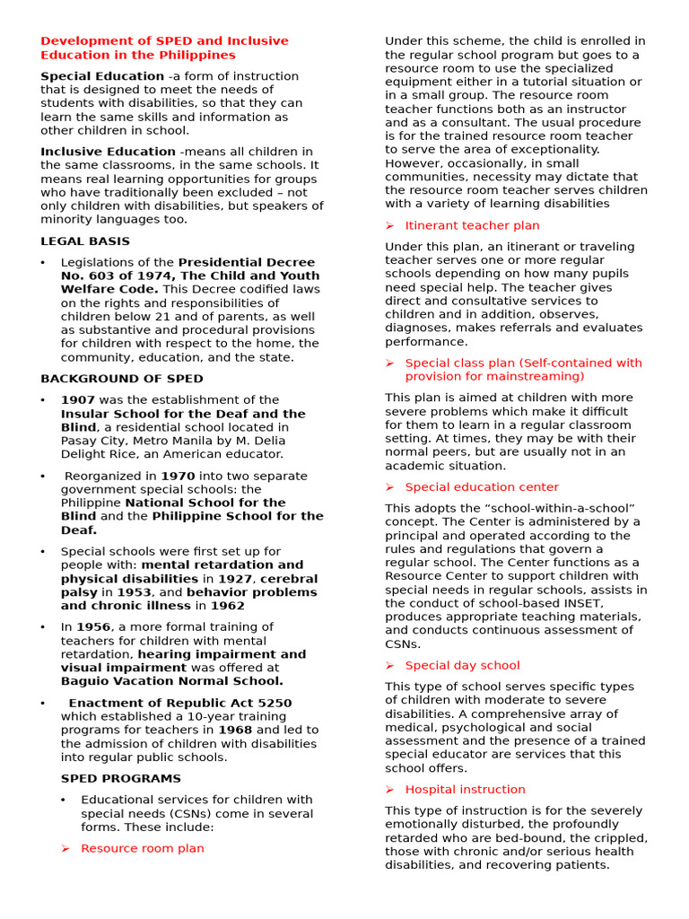 SPED | PDF | Special Education | Teachers