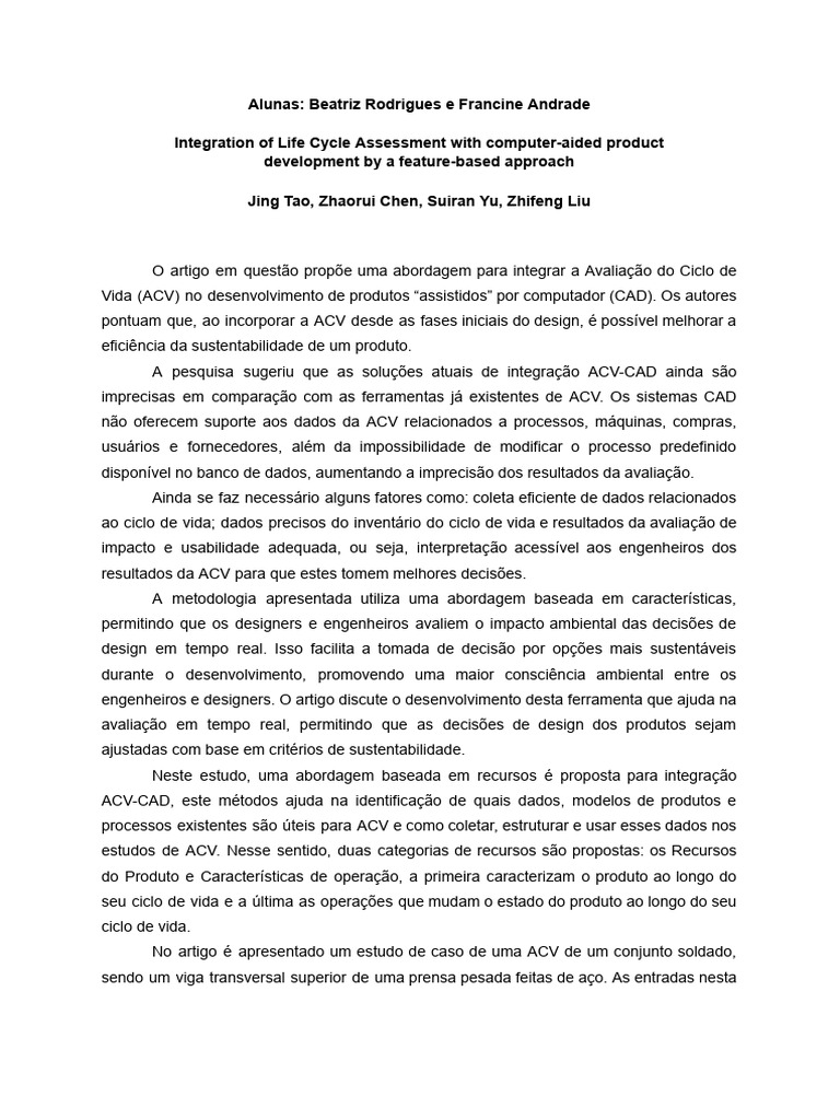 Integration of Life Cycle Assessment With Computer-Aided Product ...