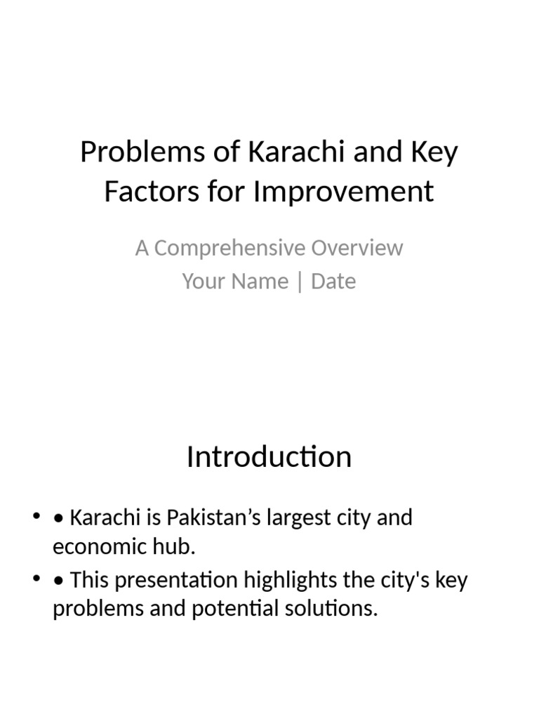 Karachi Problems and Improvement | PDF