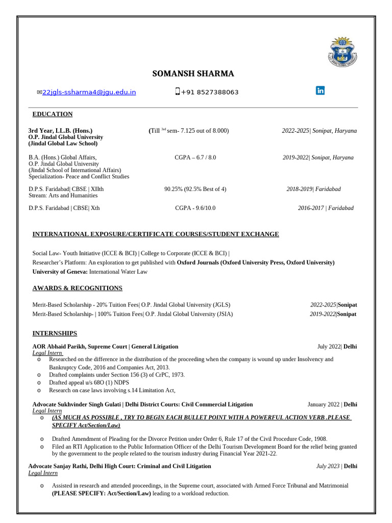 Universal CV Template For All Schools (Format) | PDF | Advocate | Lawsuit
