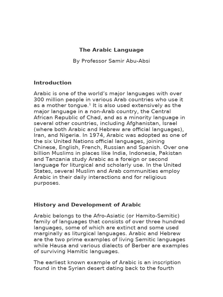 The Arabic Language | PDF | Arabic | Arabs