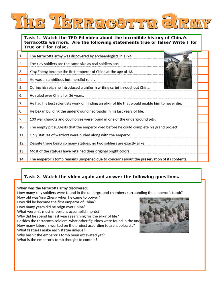 The Terracotta Army Crosswords Video Movie Activities - 83515 | PDF