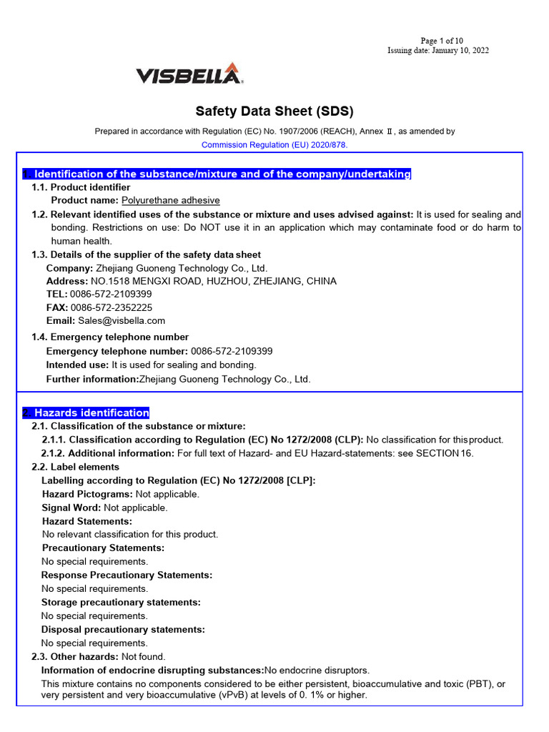 PU-SDS | PDF | Dangerous Goods | Toxicity