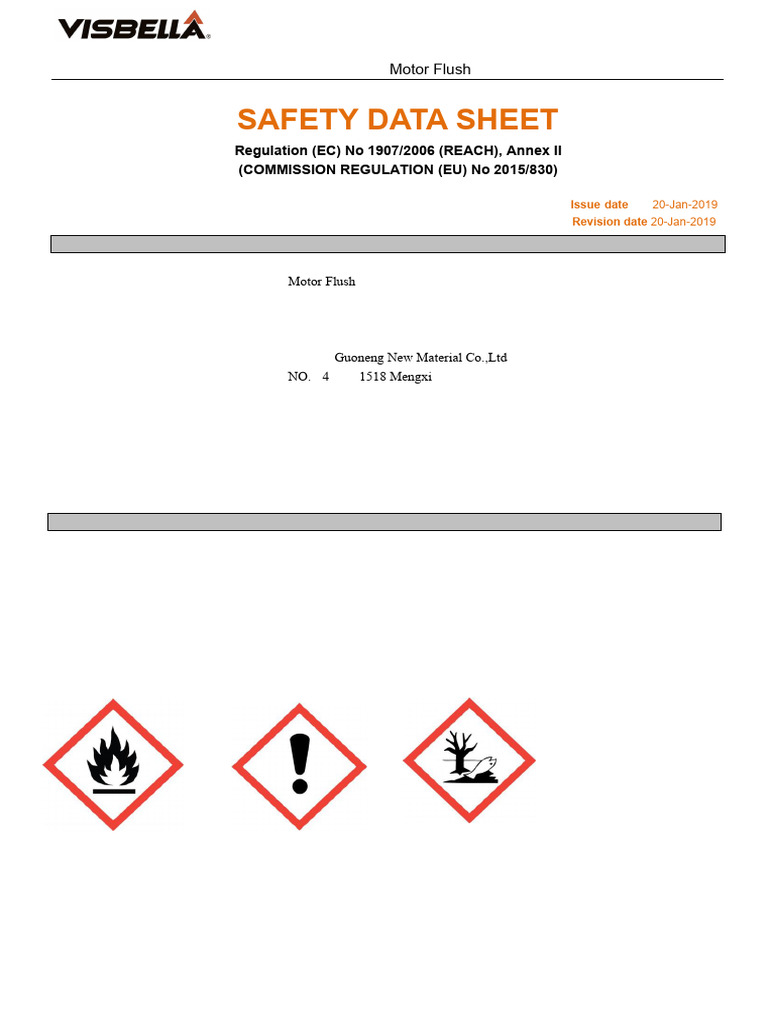 Motor Flush Safety Data Sheet | PDF | Personal Protective Equipment ...