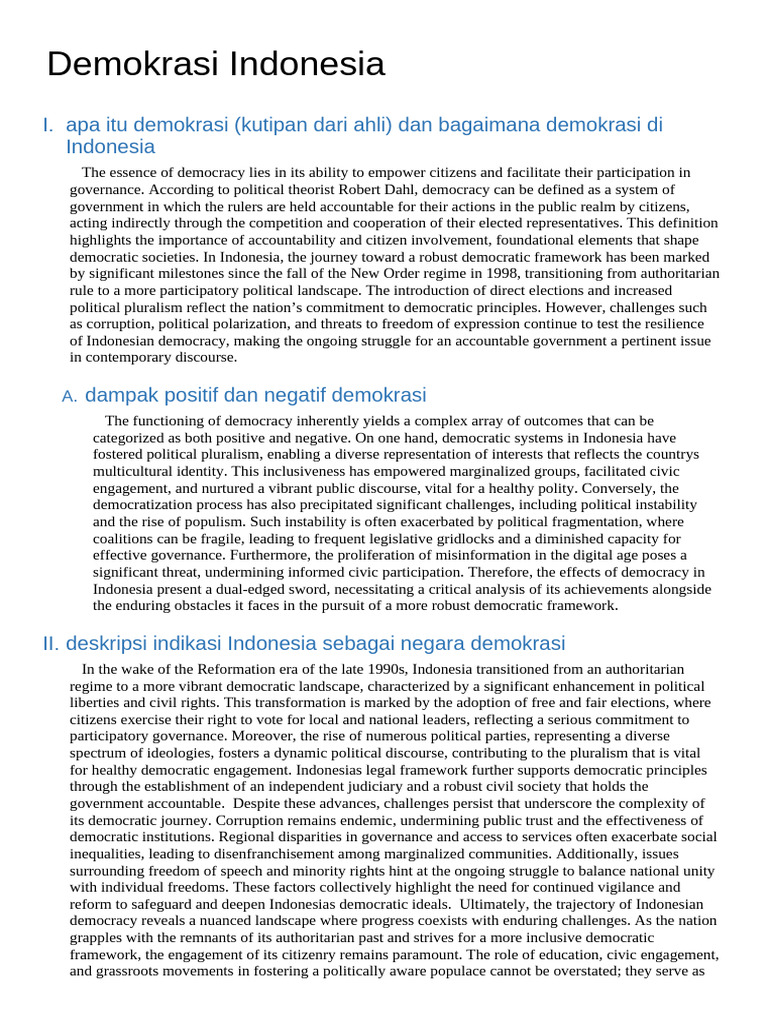 Demokrasi Indonesia | PDF | Democracy | Political Ideologies