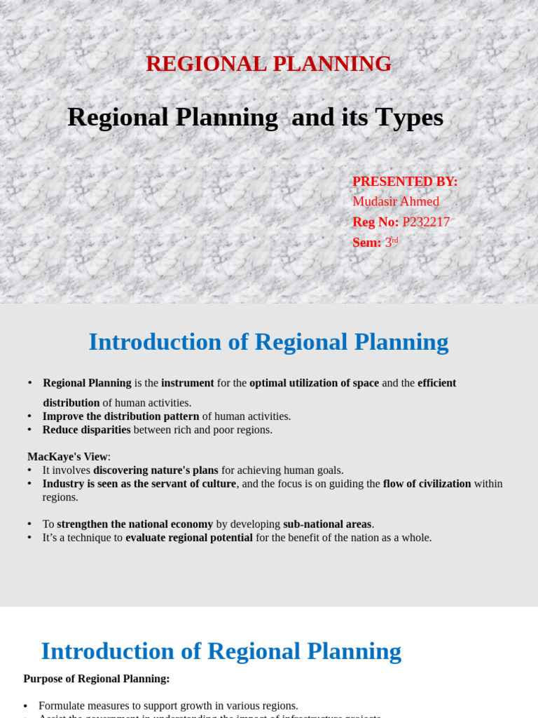 Regional Planning and Its Types Objectives | PDF | Infrastructure ...