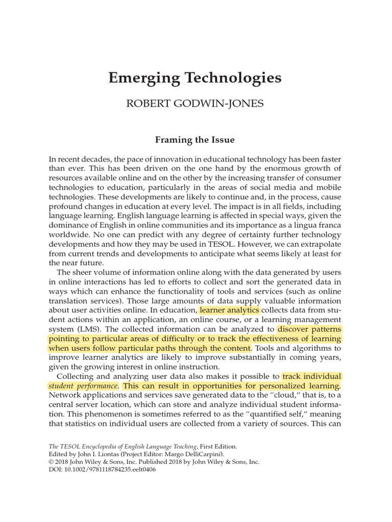 Emerging Technologies | PDF | Educational Technology | Learning
