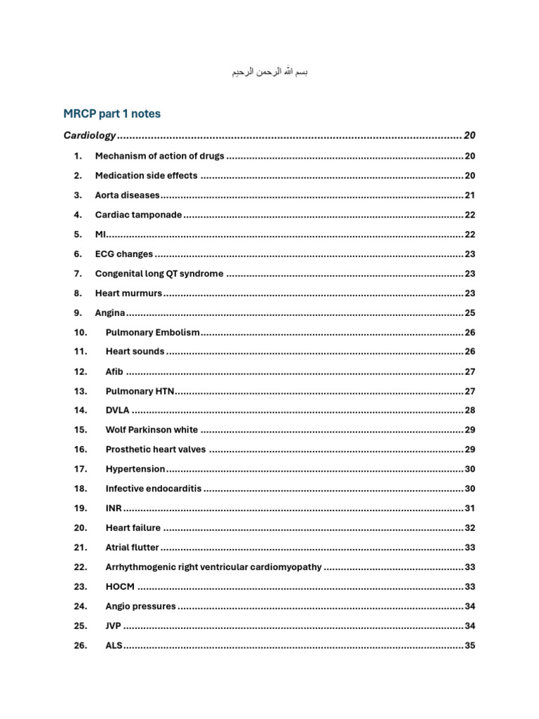 MRCP Notes | PDF | Cirrhosis | Heart