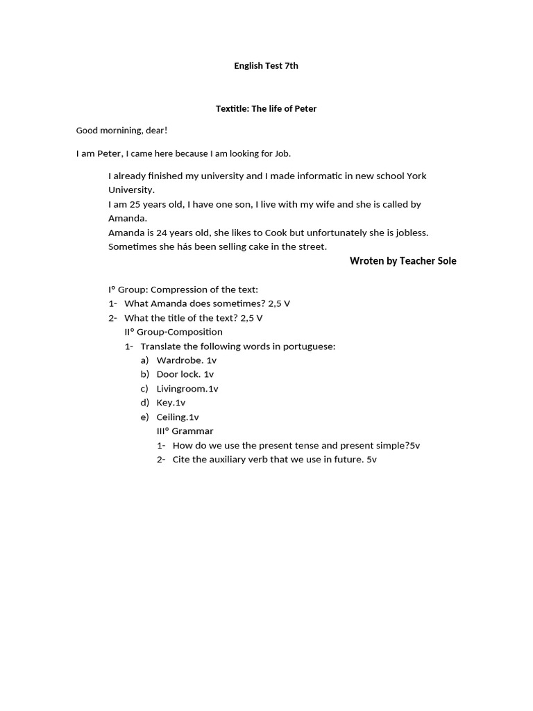 Provas de Ingles Ii Trimestre | PDF | English Language | Linguistic Typology