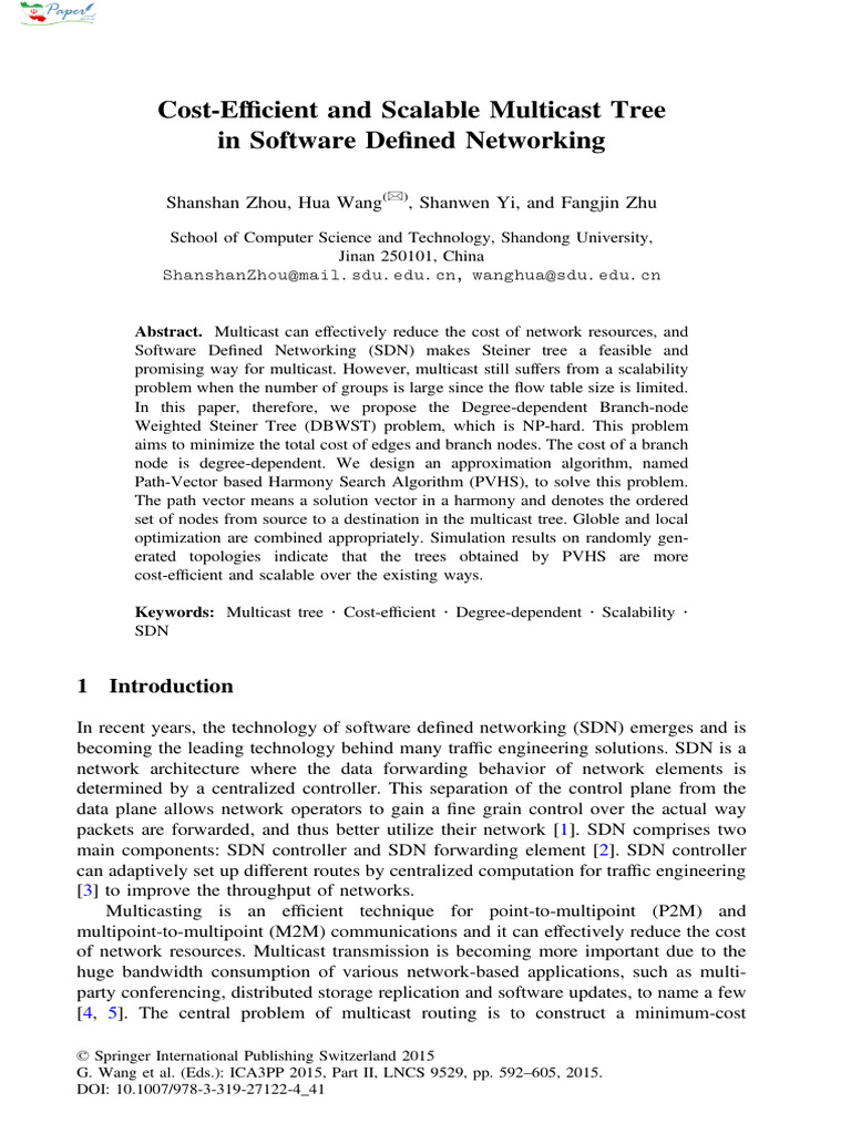 Cost Efficient And Scalable Multicast Tree Pdf Computer Network Quality Of Service