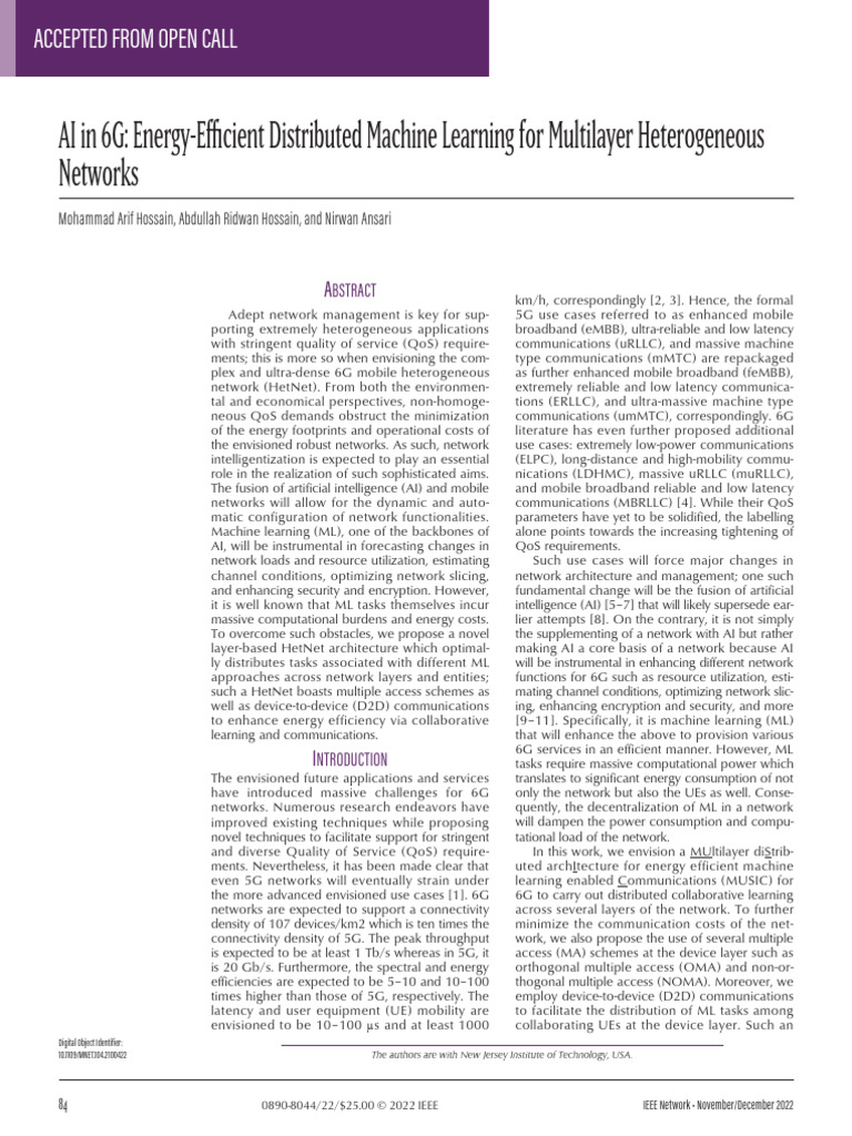 Energy-Efficient ML for 6G HetNets | PDF | Deep Learning | Computer ...