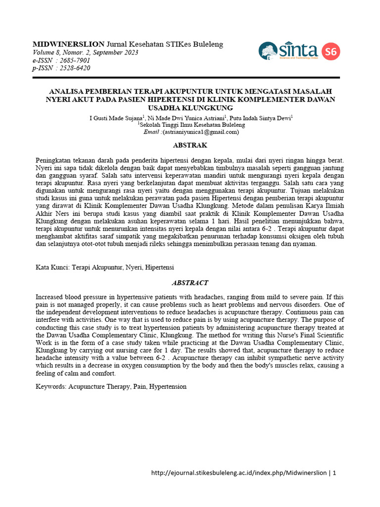 Analisa Pemberian Terapi Akupuntur Untuk Mengatasi | PDF