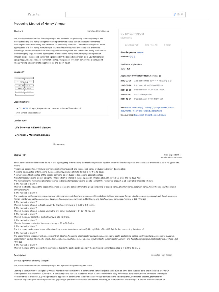 Producing Method of Honey Vinegar - | PDF | Vinegar | Honey