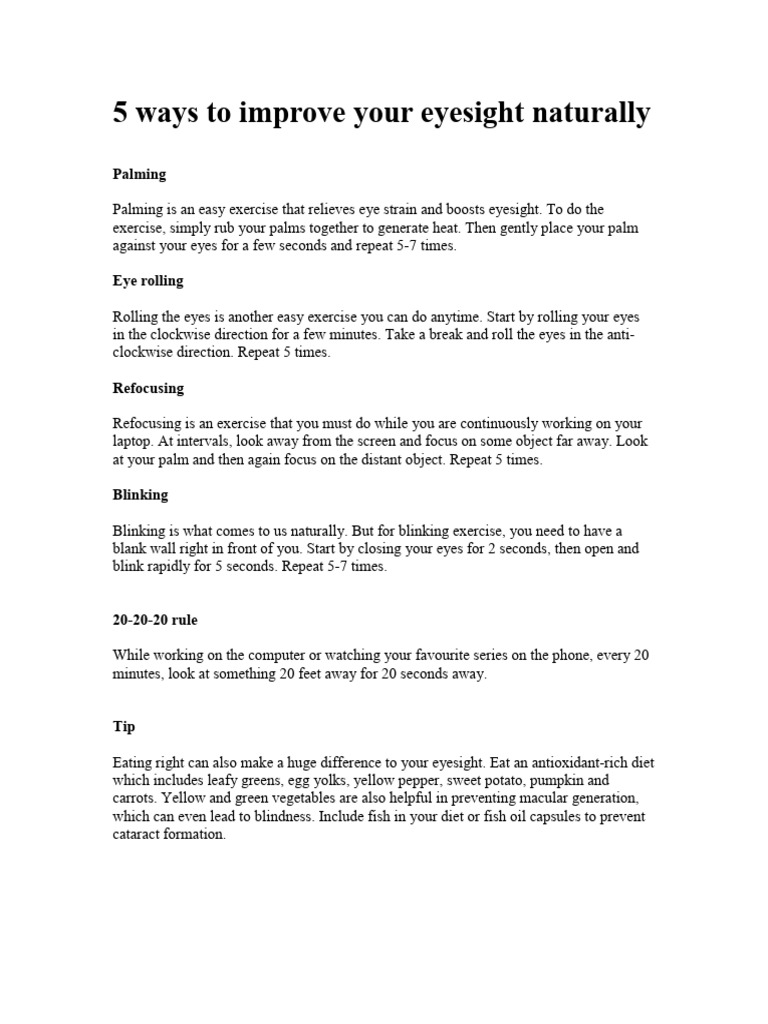 5 Ways To Improve Eyesight | PDF