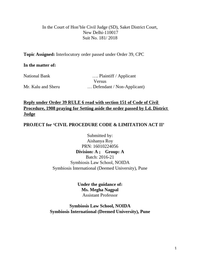 Civil Procedure Code Project | PDF | Lawsuit | Affidavit