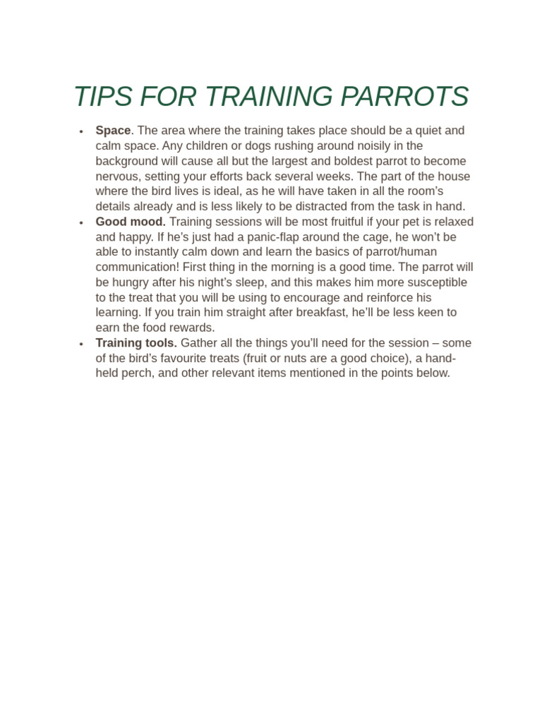how to train a parrot | PDF | Parrot