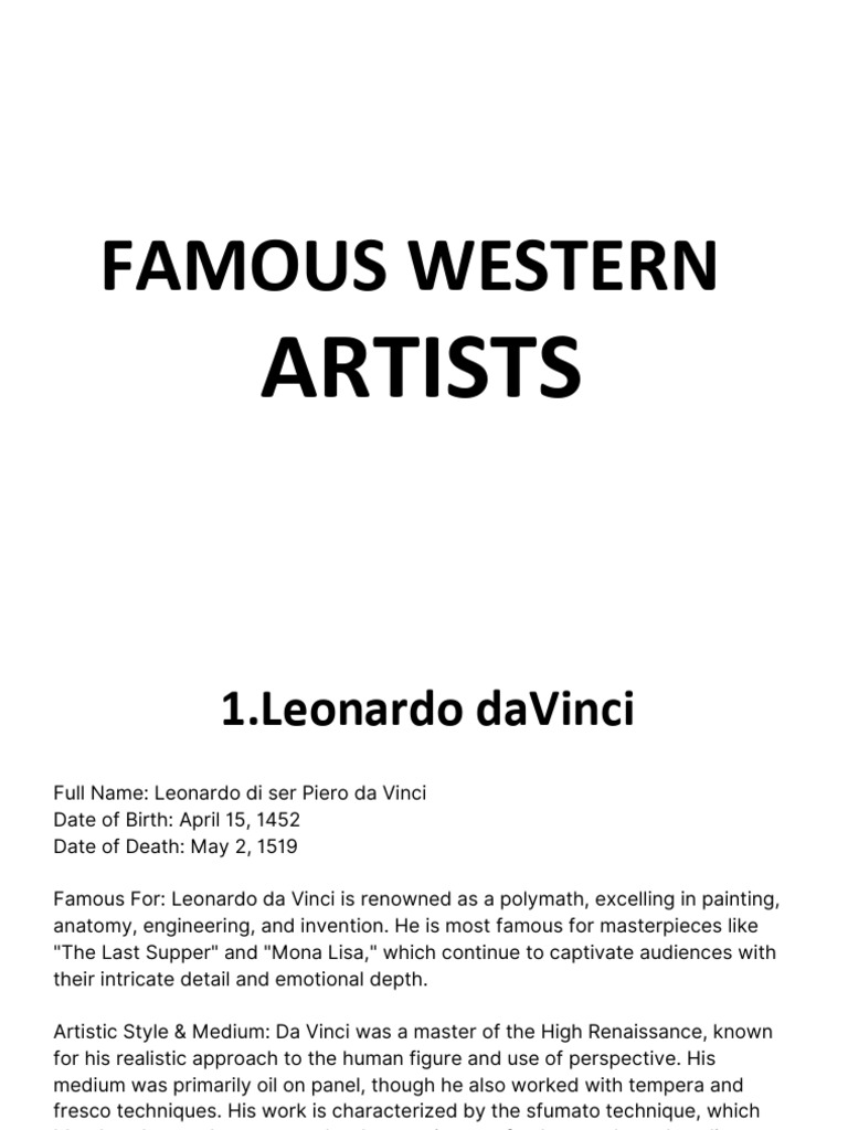 Famous Western Artist - PDF - 20241008 - 154514 - 0000 | PDF | Leonardo ...