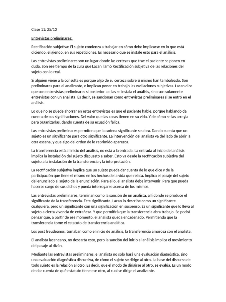 Entrevistas Preliminares y Transferencia | PDF | Jacques Lacan ...
