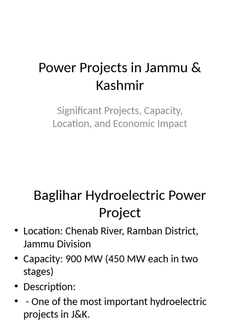 Major Hydroelectric Projects in J&K | PDF | Hydroelectricity ...