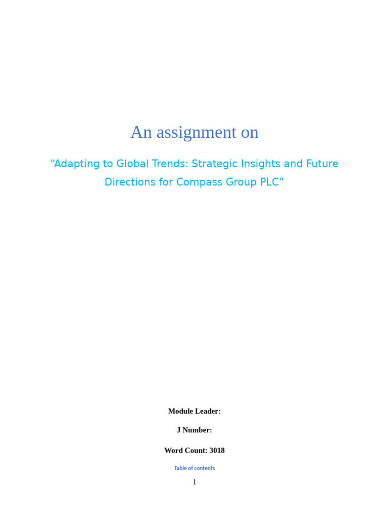 Case study Compass Group PLC | PDF | Sustainability | Market (Economics)