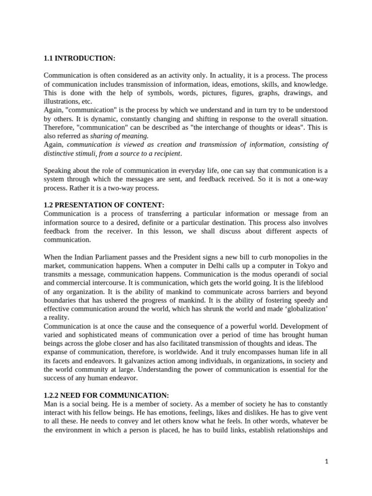 comm 101 notes 1 | PDF | Communication | Information