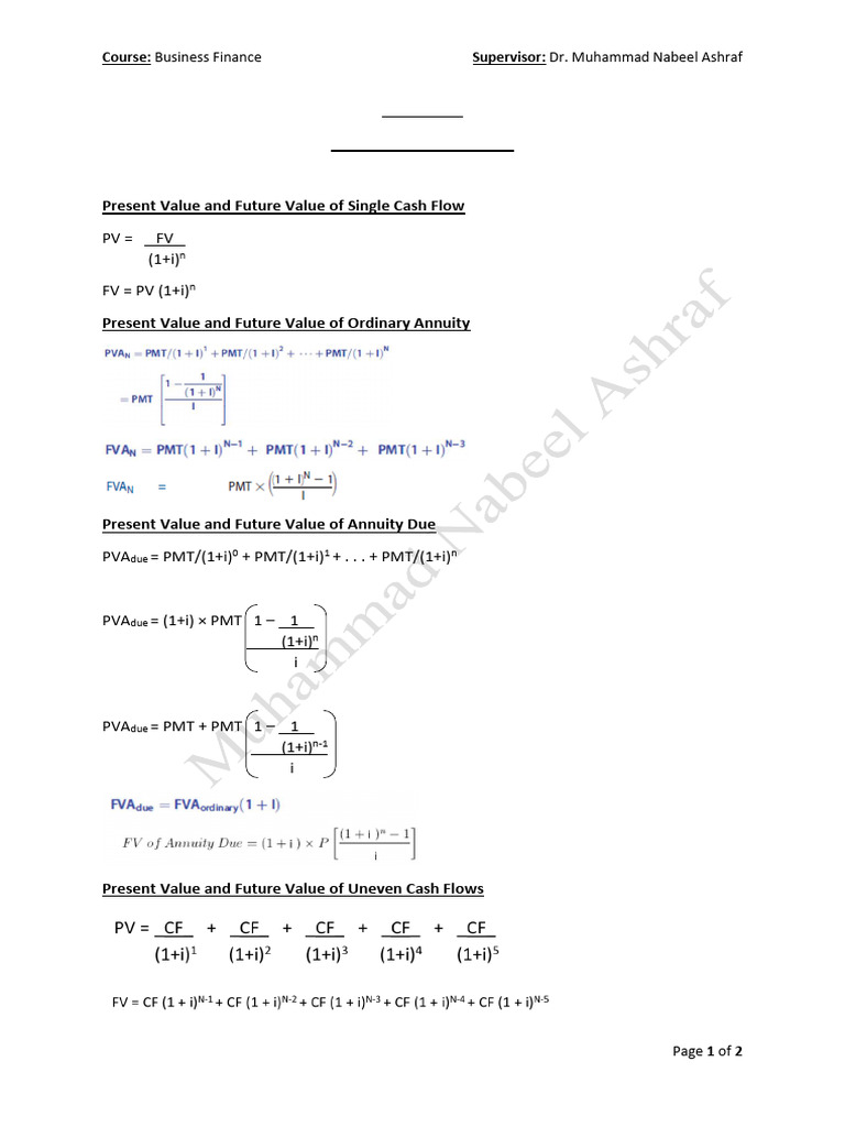 Formulas TVM | PDF