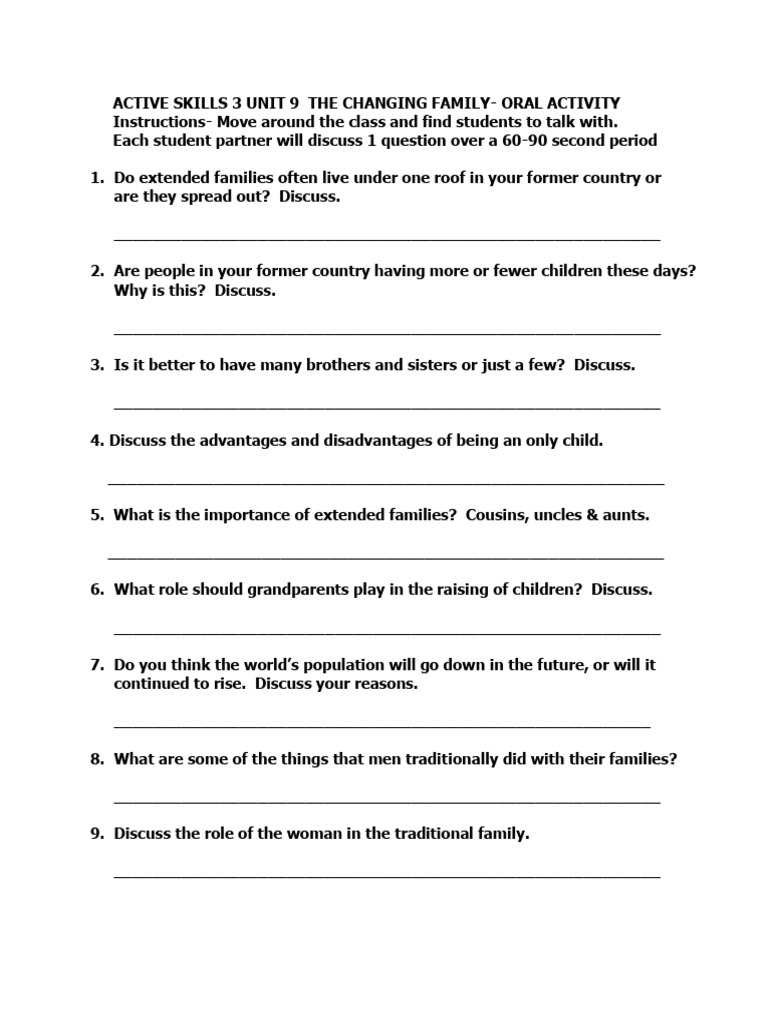 ACTIVE SKILLS 3 UNIT 9 The Changing Family | PDF