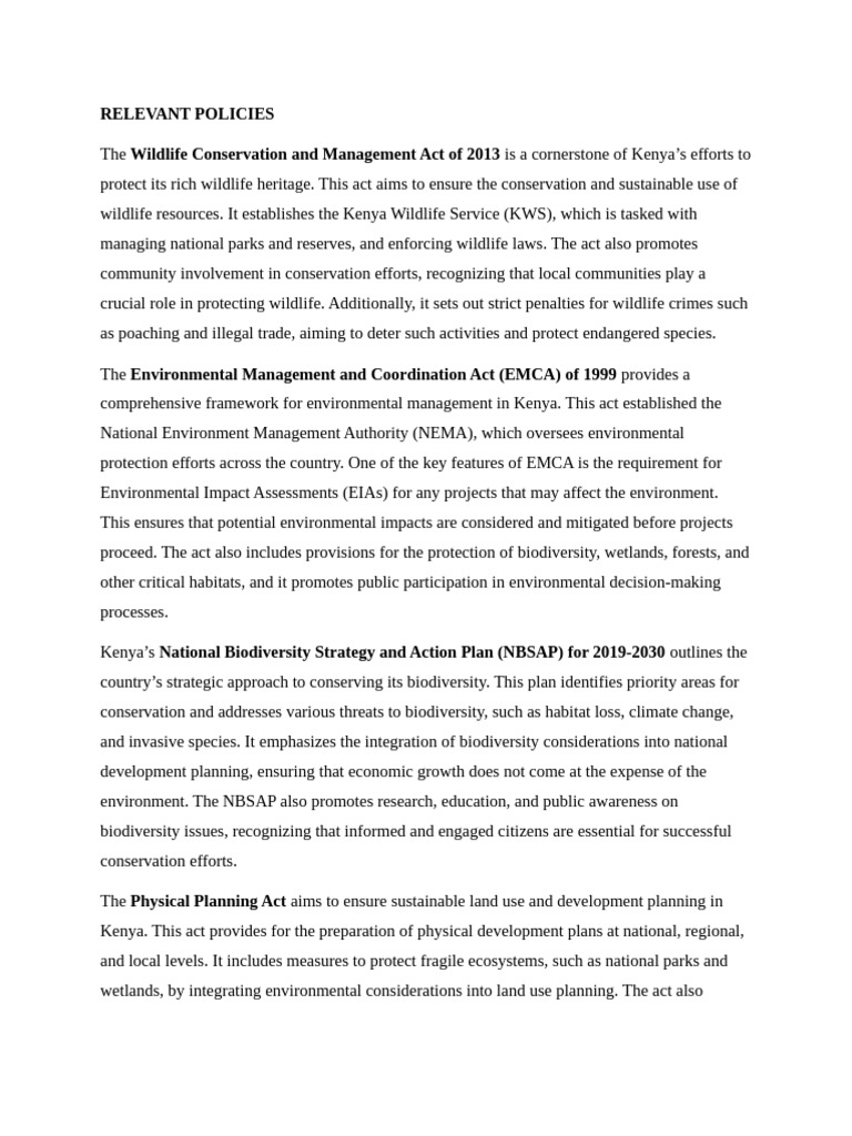 Relevant Policies On Wildlife As A Natural Resource | PDF ...