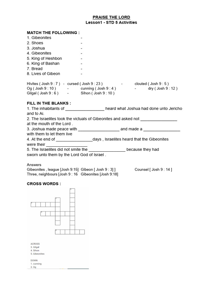 1lesson Std5 Activities Google Docs | PDF