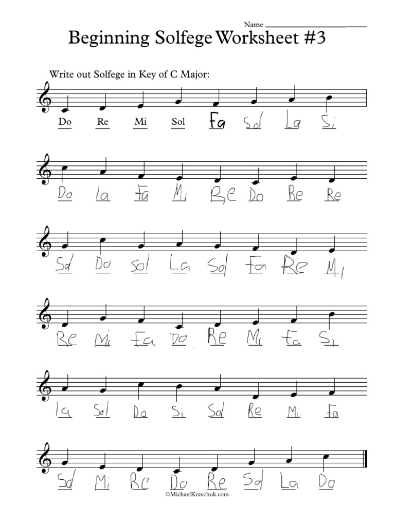 Solfege Worksheet 3 Full Score | PDF