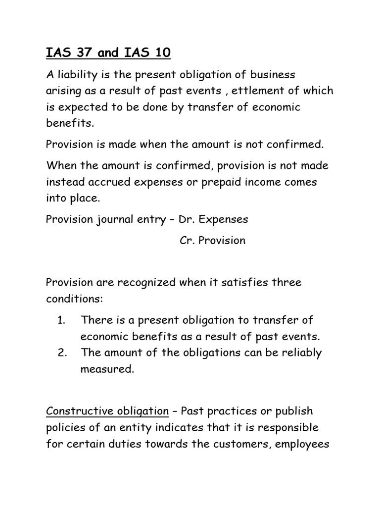 IAS 37 and IAS 10 | PDF | Financial Statement | Expense