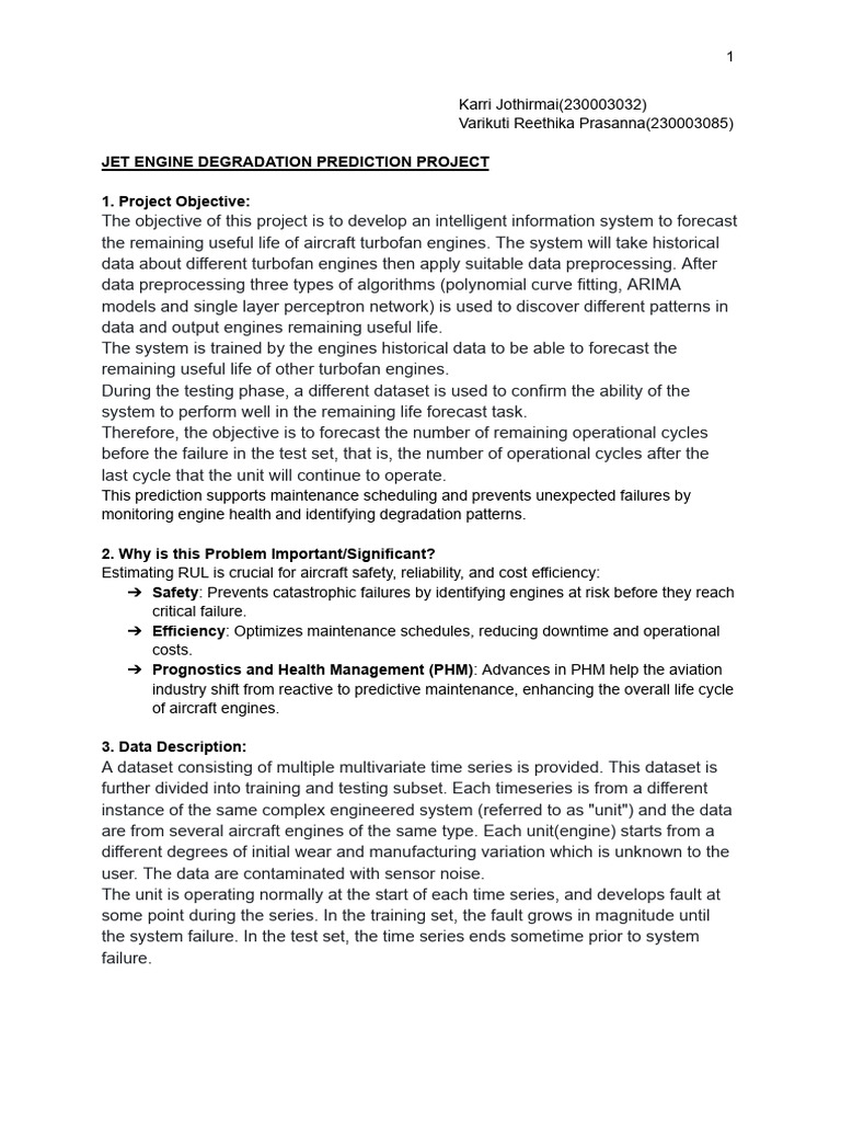 Jet Engine Degradation Prediction Project | PDF | Time Series | Applied ...