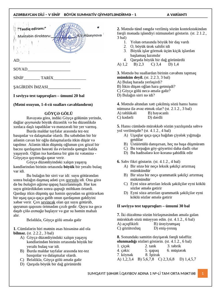 Bsq-1-Az-Dili-5-A Var | PDF