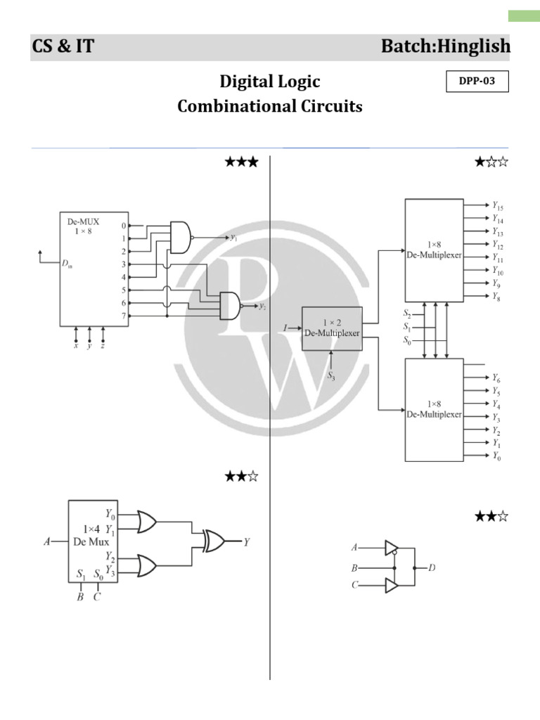 Combinational Circuit - DPP 03 (Of Lec 05) | PDF | Electrical Engineering | Electrical Circuits
