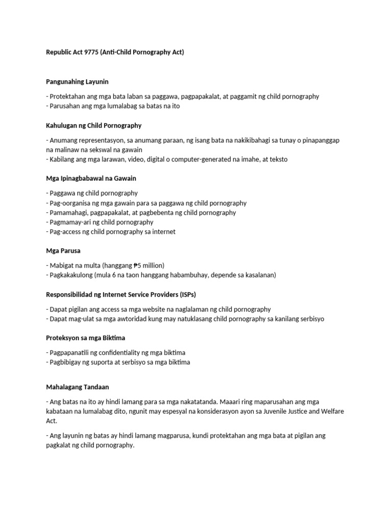 Anti-Child Pornography Act (RA 9775) | PDF