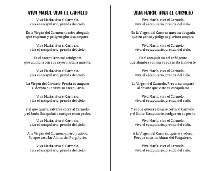 Letra de "Viva María, Viva el Carmelo" | PDF