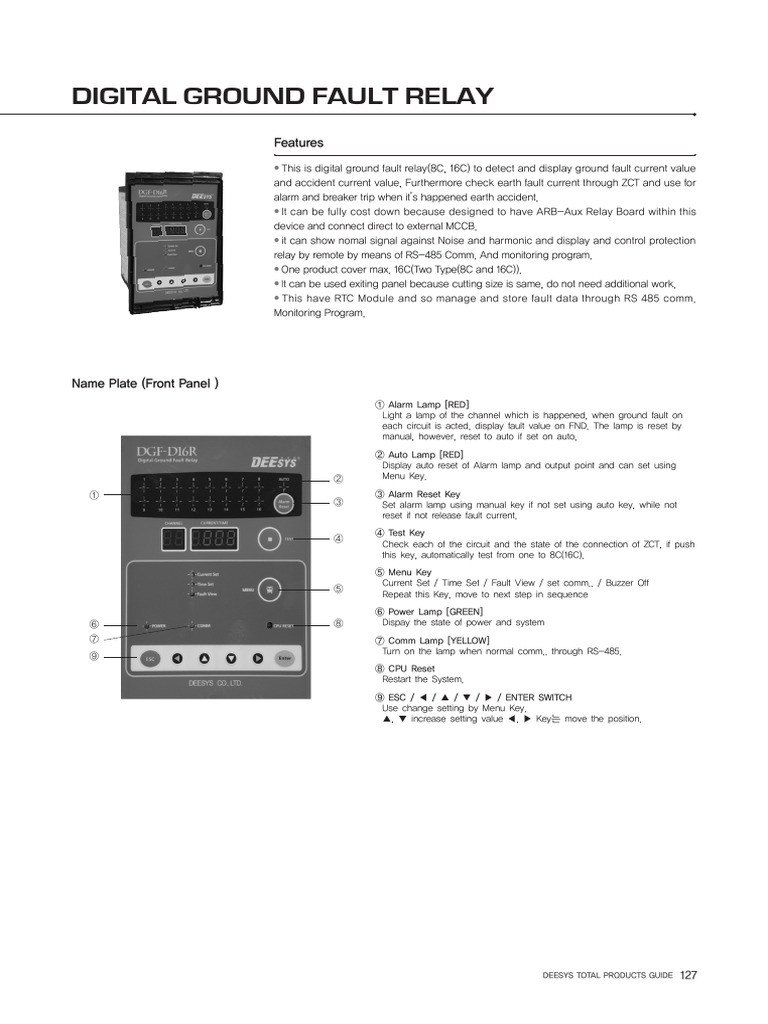 Digital Ground Fault Relay Overview | PDF | Relay | Computing