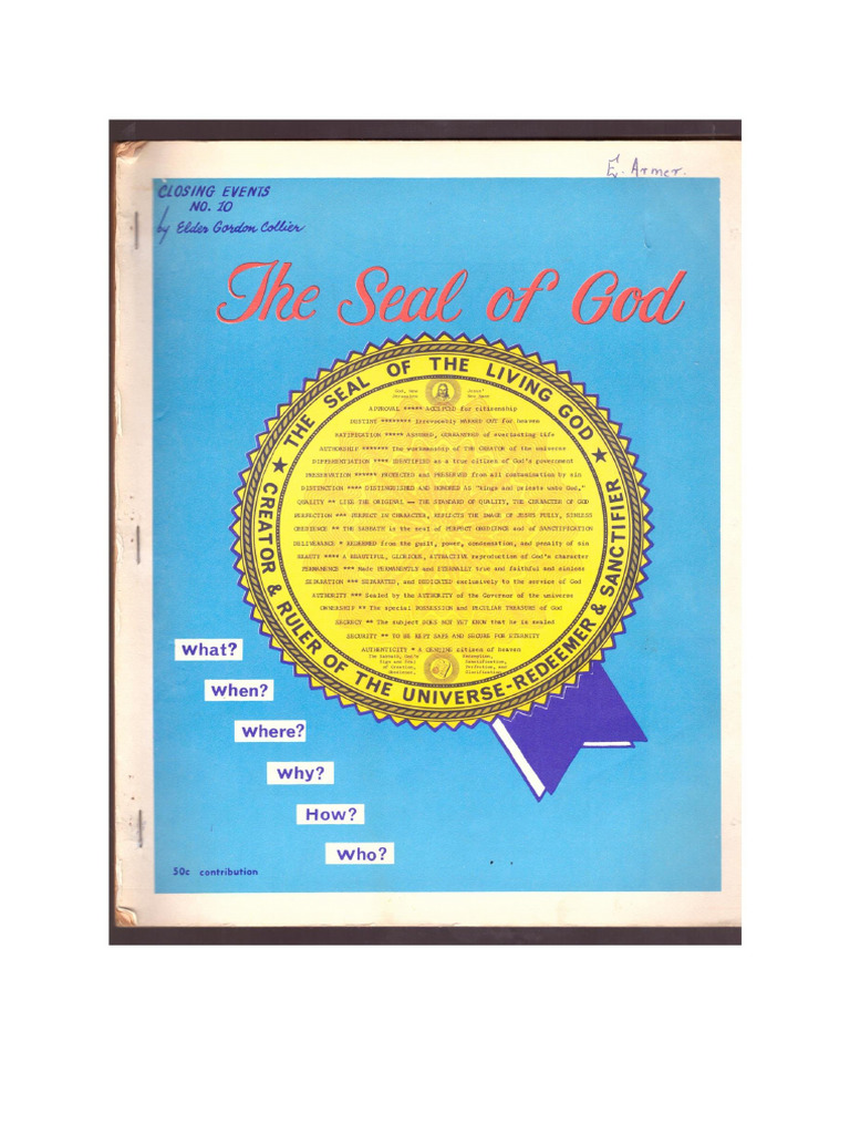 Seal of God by Gordon Collier Pages 1 To 30 | PDF