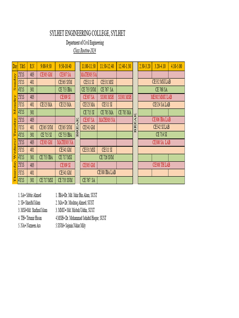 2024_January_Class Routine_CE | PDF