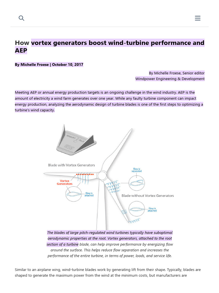 How Vortex Generators Boost Wind-Turbine Performance and AEP | PDF | Wind Turbine | Turbine