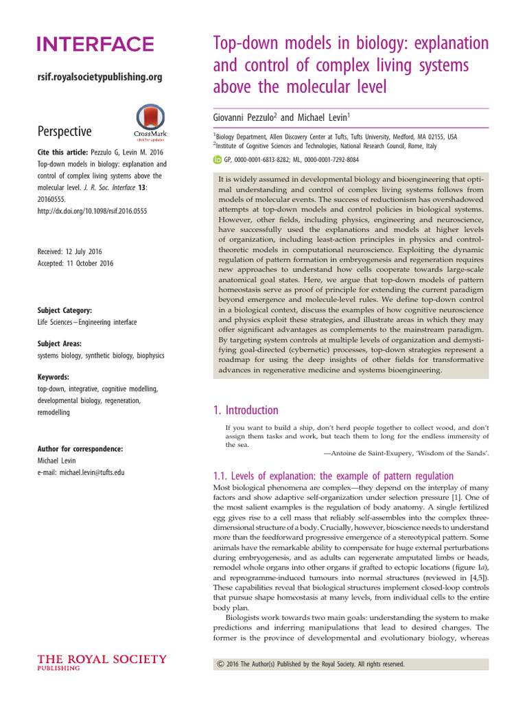 Top-Down Biology for Regeneration | PDF | Neuroscience | Causality