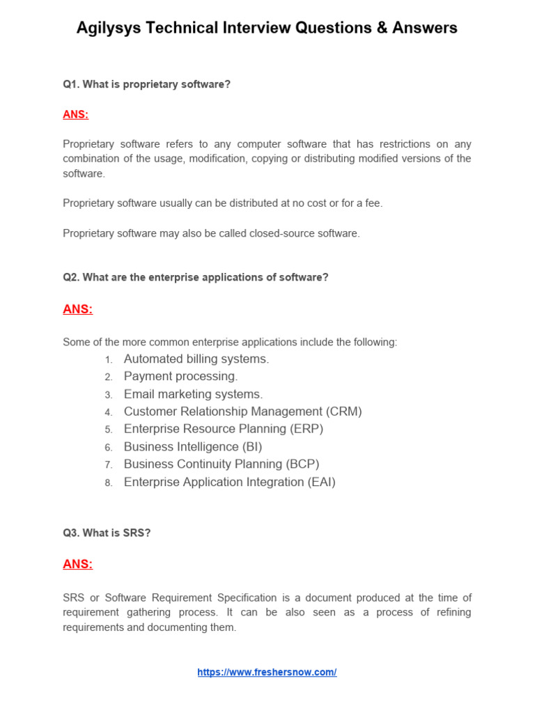 Agilysys Technical Interview Questions Answers | PDF | Software | System