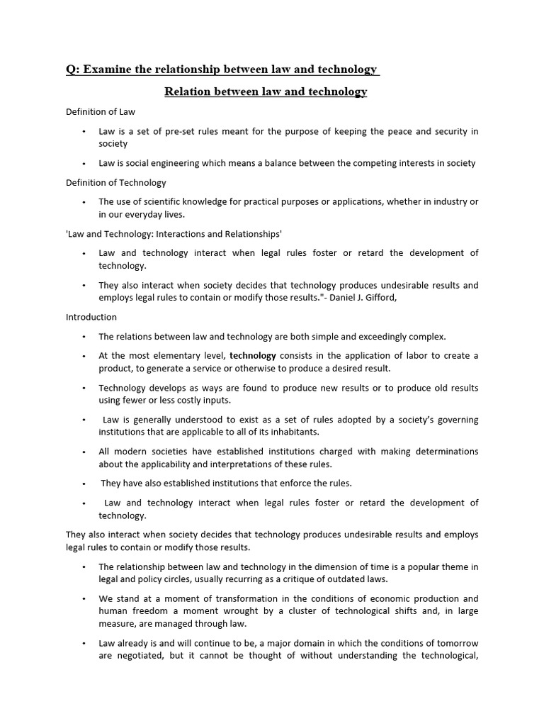 Examine the relationship between law and technology | PDF | Internet Of ... Examine the relationship between law and technology | PDF | Internet Of ...