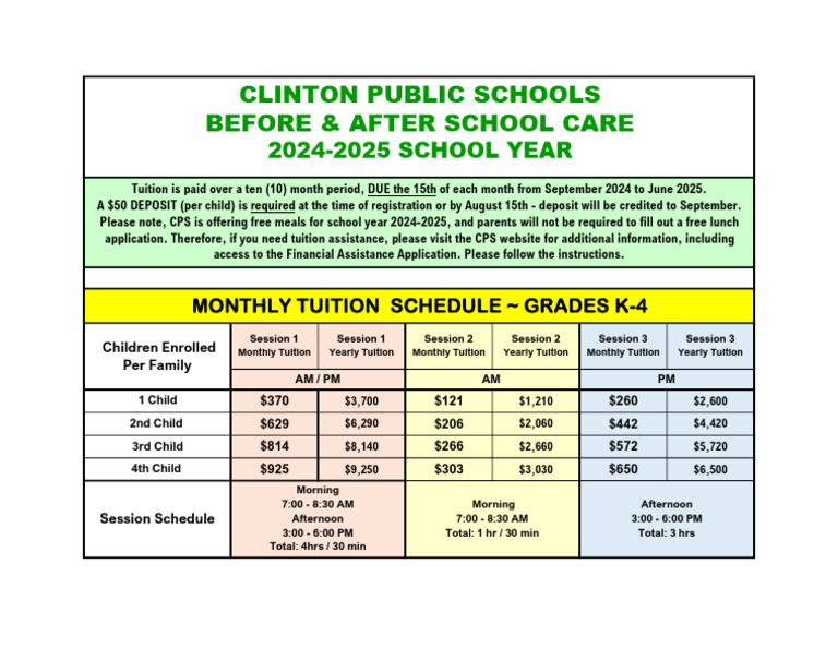 FY25 Tuition Schedule | PDF