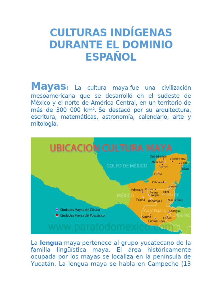 Culturas indígenas bajo dominio español | PDF | Civilización maya | México