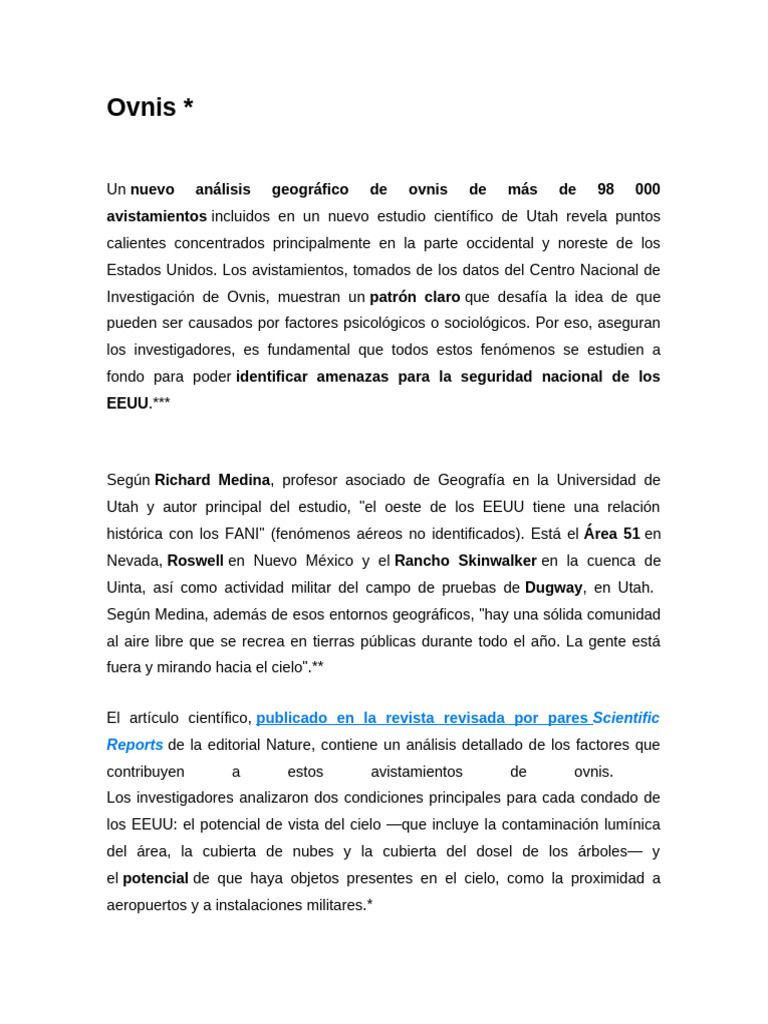 Ovnis - Avistamientos | PDF | Objeto volador no identificado | Espacio X