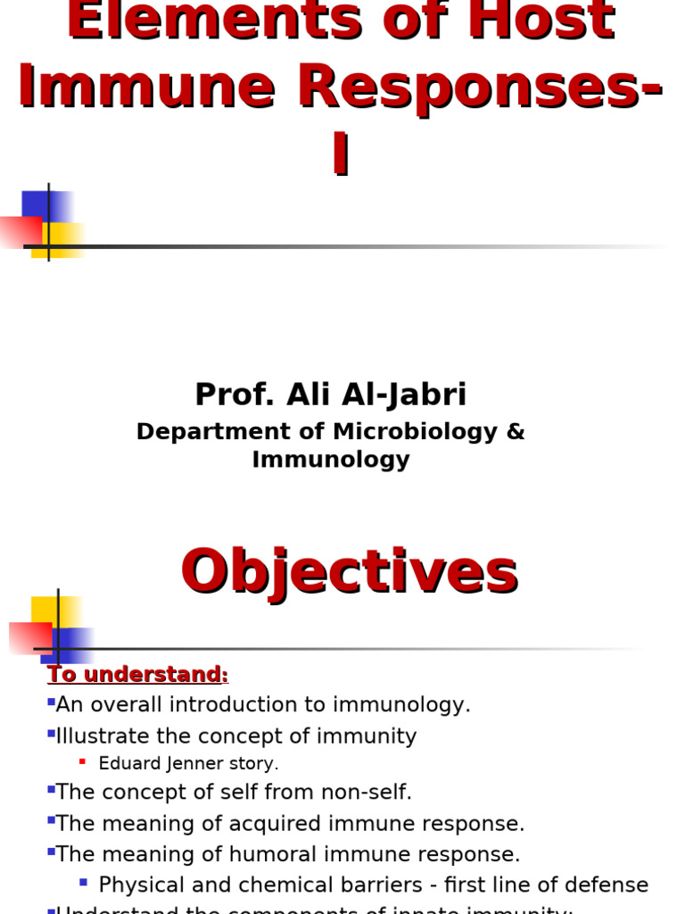 Elements of Host Immune Response -1 2 | PDF | Immune System | Innate ...