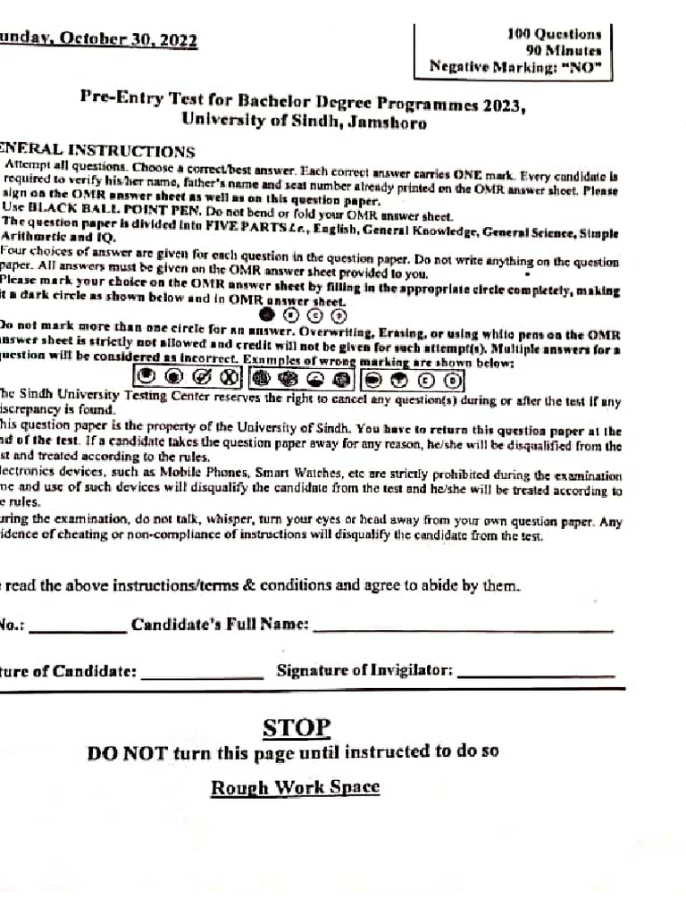 Sindh University Past Paper | PDF