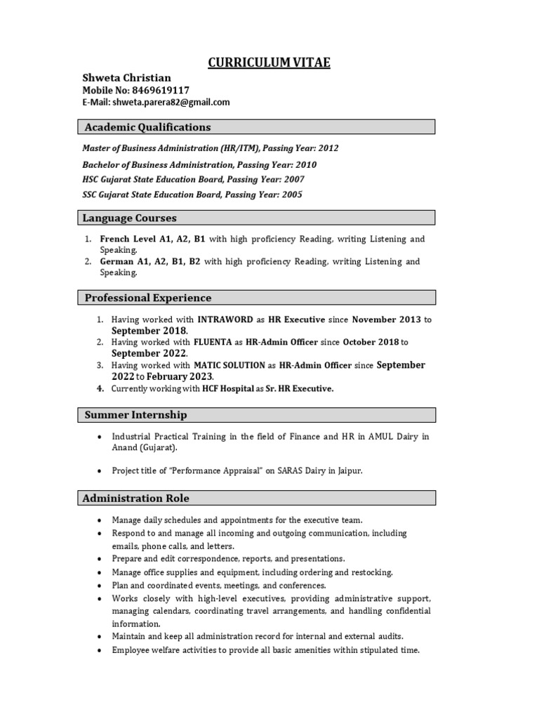 Shweta’s Resume | PDF | Cost Of Living