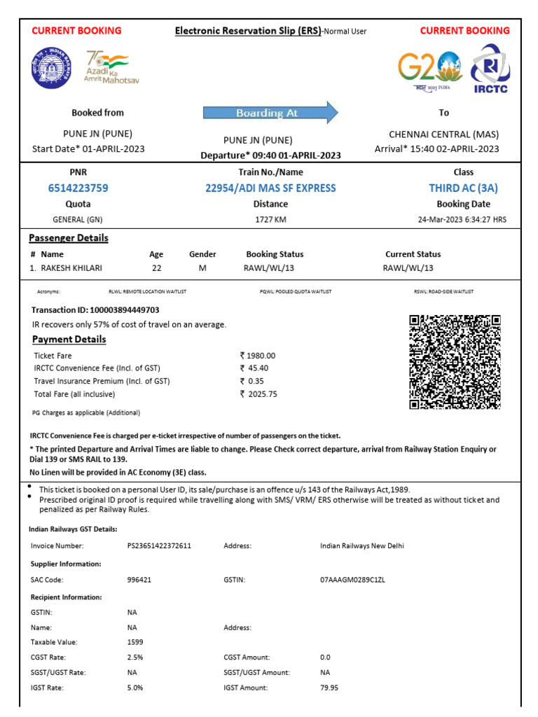 Gmail - Booking Confirmation On IRCTC, Train - 20954, 24-MAR-2023 ...